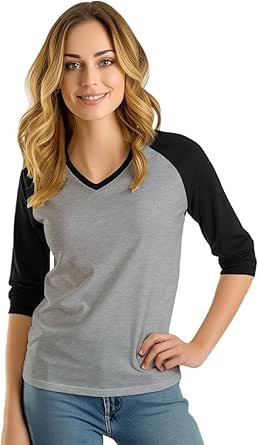 URBAN CREST V Neck Raglan Shirts for Women - Baseball Jersey Womens 3/4 ...