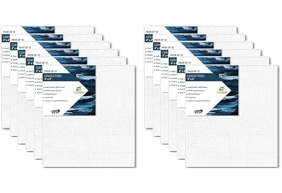 Homestrap Cotton Canvas Board for Painting Medium Grain 4" X 4" - Pack ...