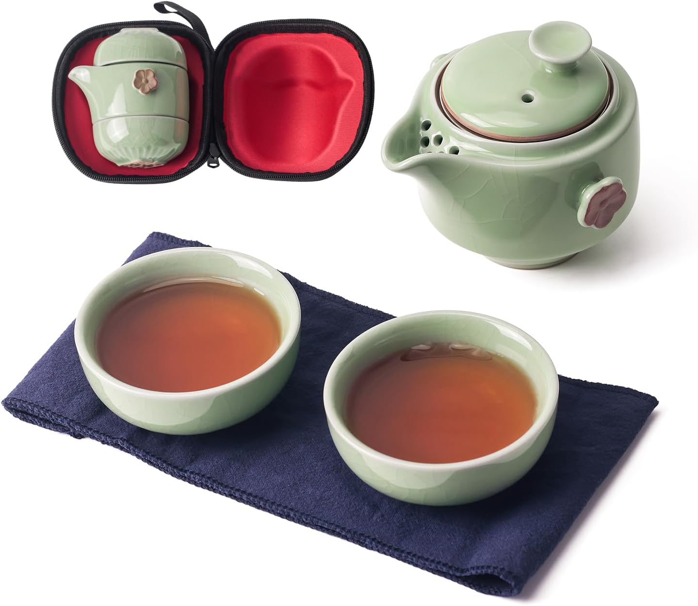 Amazon.com | Travel Tea Set Ceramic Tea Pot Set Chinese Kung Fu Teapot ...