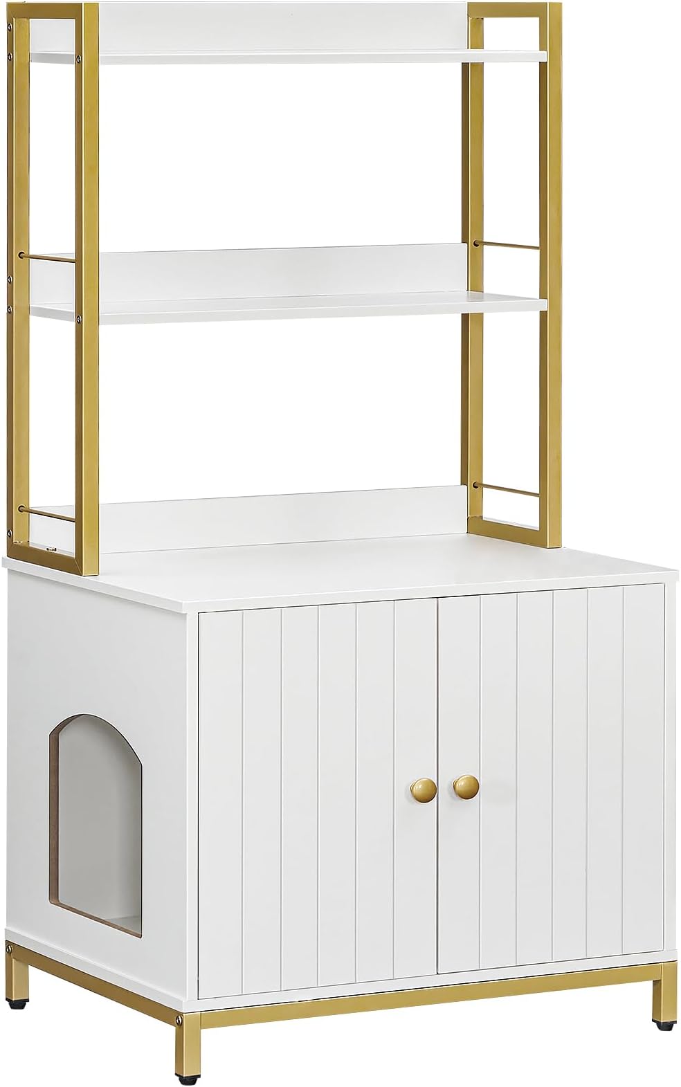 Amazon.com: IRONCK Litter Box Enclosure with 4 Shelves and Doors, Large ...