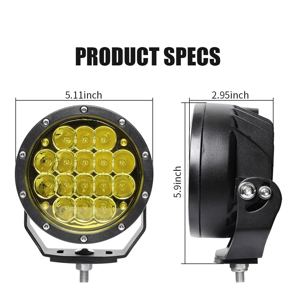 Snapklik.com : EXZEIT 5 Inch Amber LED Driving Lights - Round