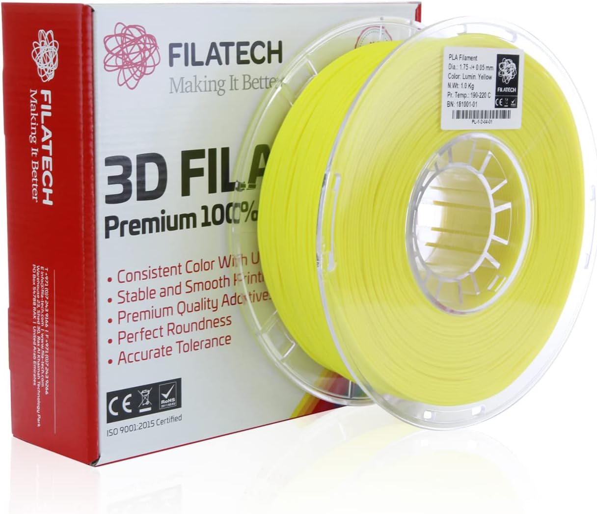 Filatech PLA Filament, Lum. Yellow, 1.75mm, 1KG : Buy Online at Best ...