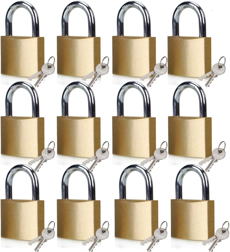 ABRAFOX Lock Solid Brass Keyed Different Padlock-12pack(24 Keys), Keyed ...