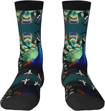 Amazon.com: YANYU Beautiful Peacock Print Comfort Adult Socks For Men ...