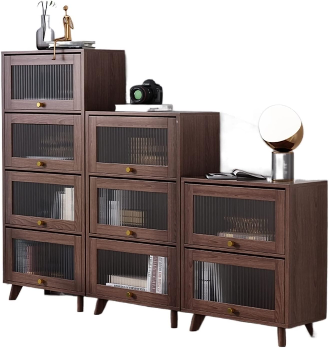 Amazon.com: DOLUNTO Storage Shelf Solid Wood Bookcase with Flap Glass ...