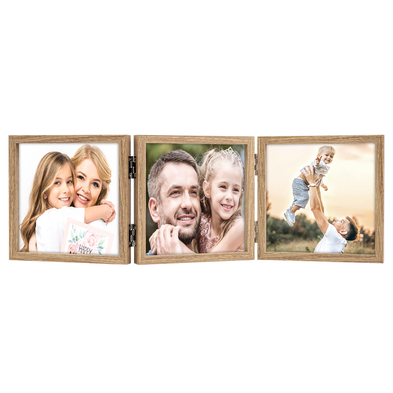 Amazon.com - 3 Picture Frame 5x5 Triple Hinged MDF Wood Grain with ...