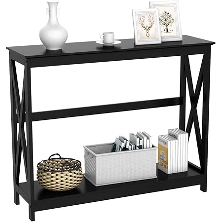 Amazon.com: Black Finish 3-Tier X-Design Occasional Console Sofa Table ...