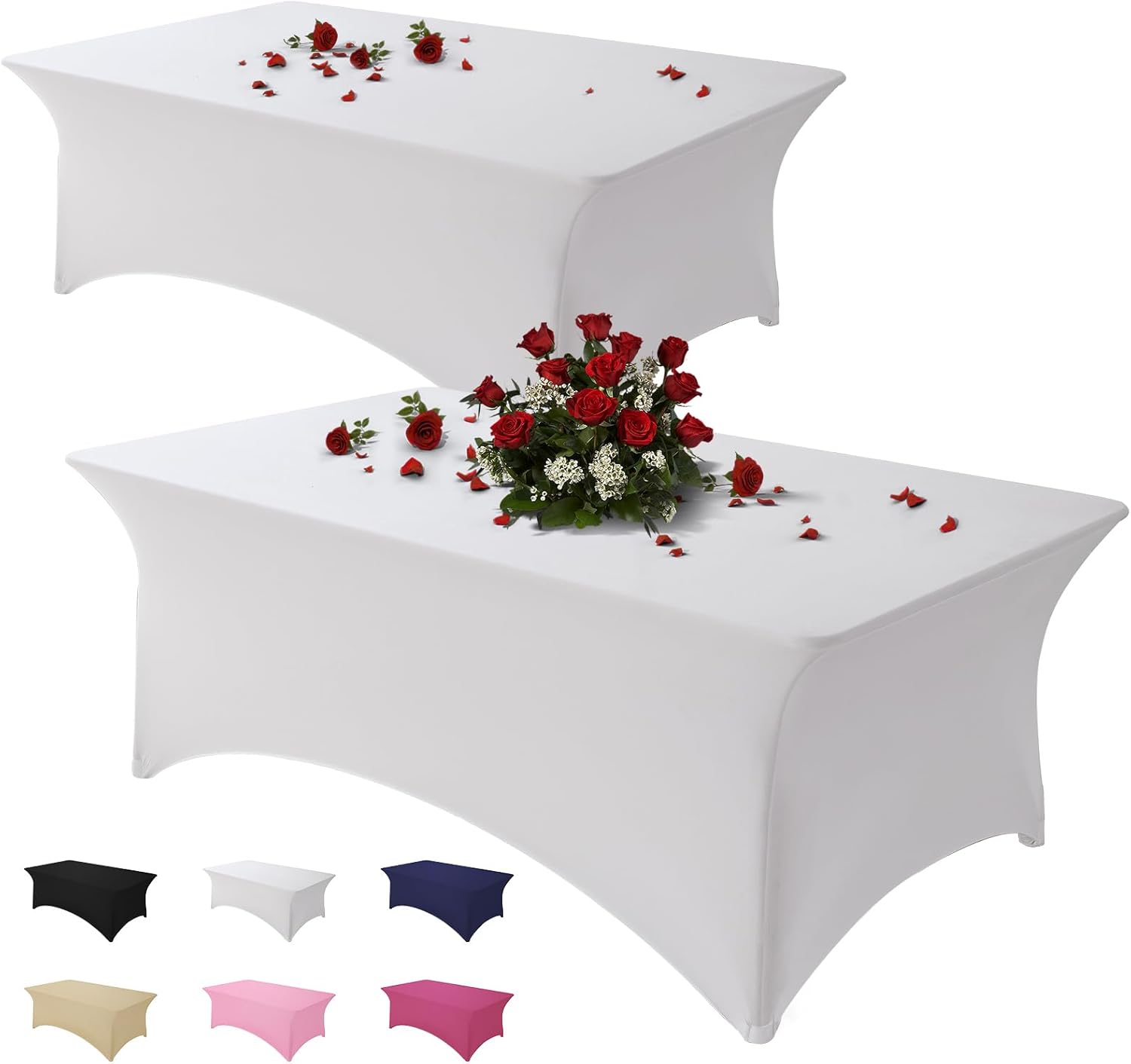 Amazon.com: Famstar Table Cloth 2 Pack White 6FT Spandex Tablecloth for ...