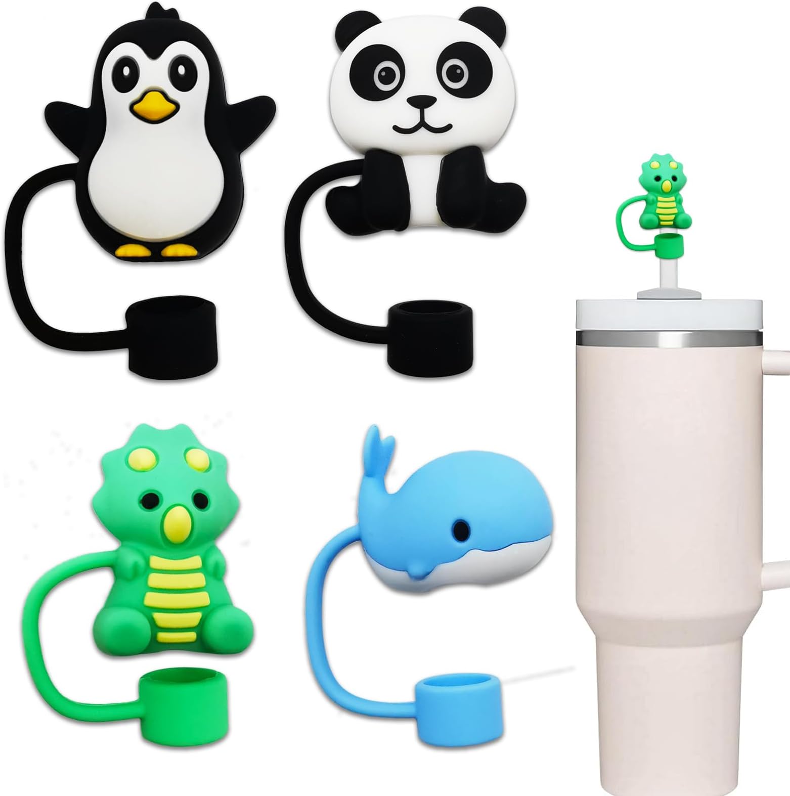 Amazon.com: 4Pcs AnimalsStraw Covers Cap Toppers for Stanley Cup, 40 Oz ...