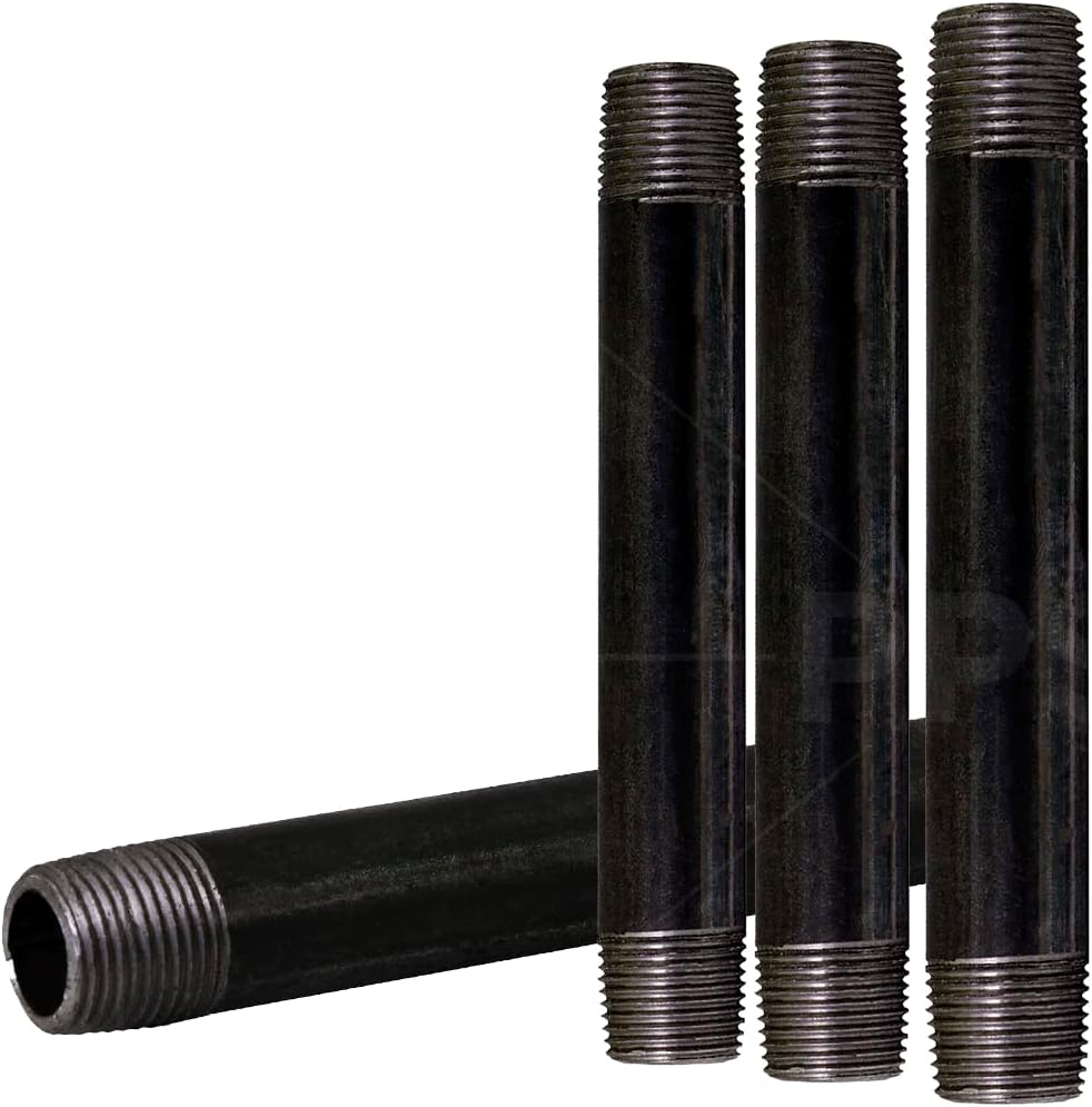 Amazon.com: SupplyGiant 1/2 x 10 Inch Steel Black Pipe (4-Pack), Heavy ...