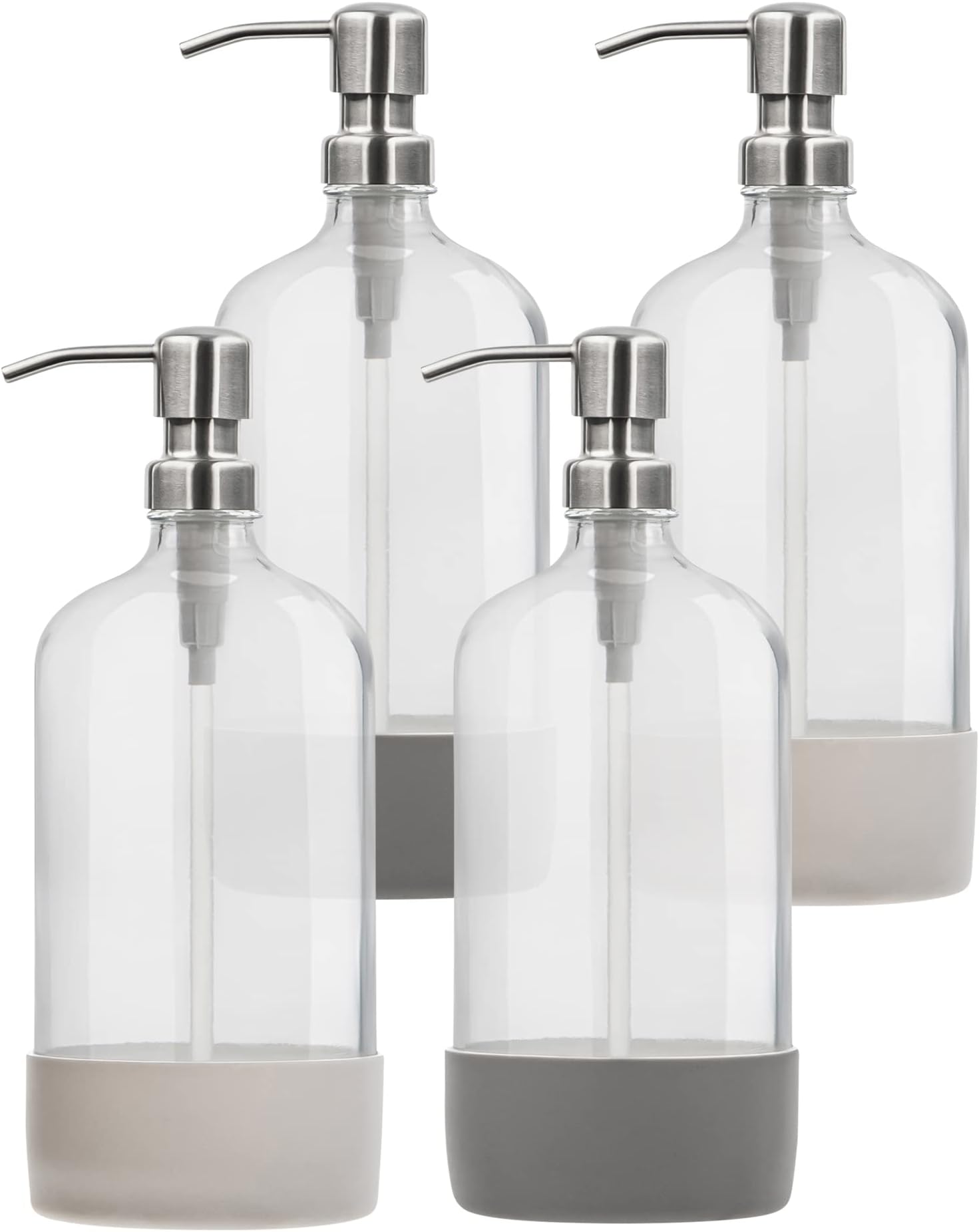Amazon.com: Pump Glass Bottles Soap Dispenser - Clear Empty Bottle 16 ...