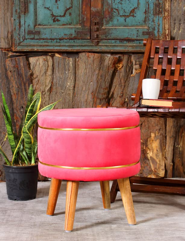 ShadowKart Pouffes Sitting Stool for Living Room, Mudda Puffy Wooden ...