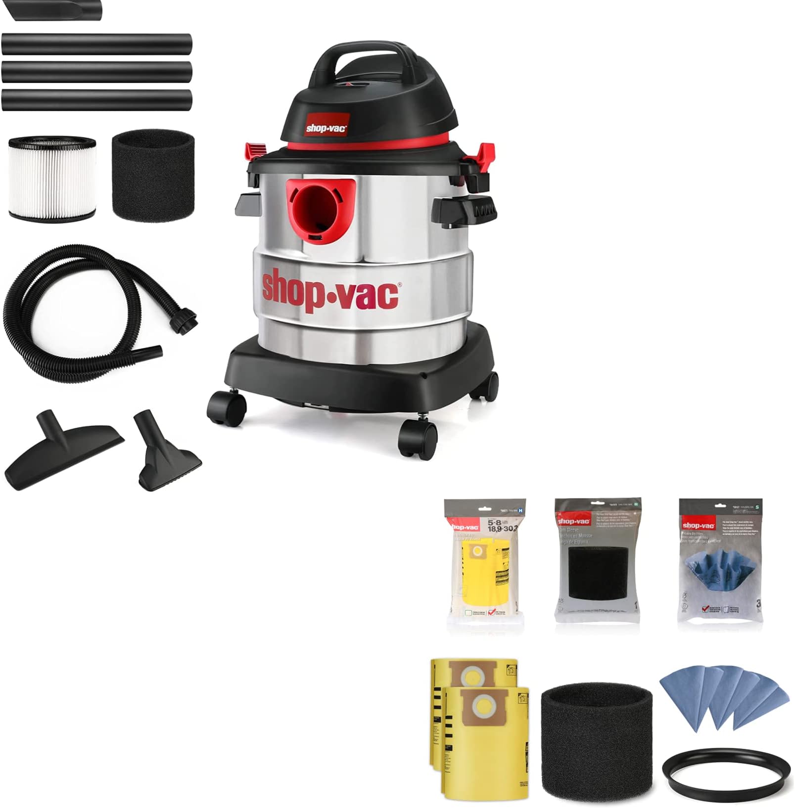 Amazon.com: Shop-Vac 5 Gallon 4.5 Peak HP Wet/Dry Vacuum 6PC Filter Kit ...
