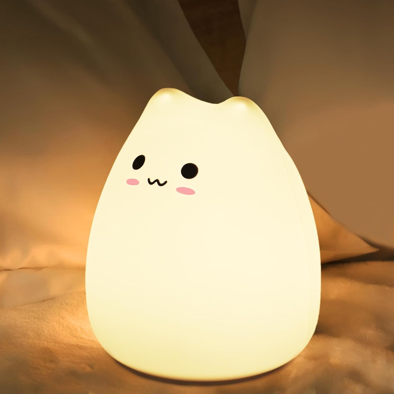 Lueudu LED Cat Night Light, Battery Powered Night Light for Kids ...