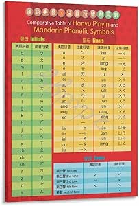 Amazon.com: Chinese Pinyin Alphabet Poster Chinese Vowel Consonant ...