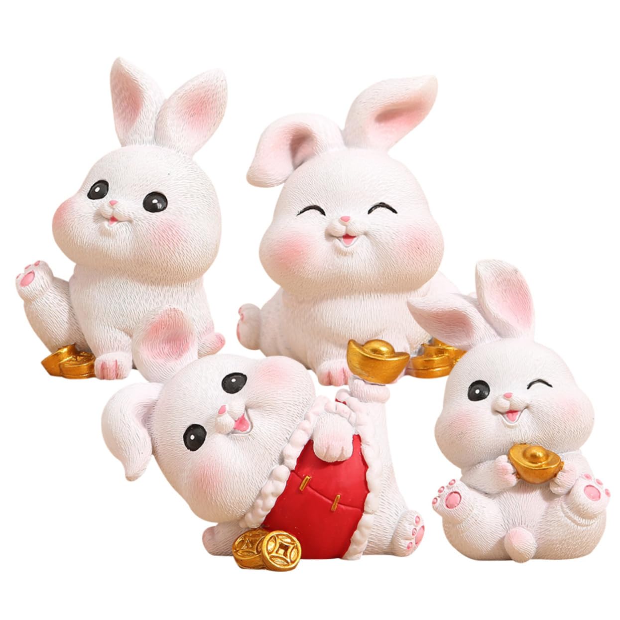 Amazon | Vaguelly 4個 大きな耳のうさぎの飾り ミニチュアバニーフィギュア Decoraciones Para Salas De Casa ミニチュアバニーオーナメント ...