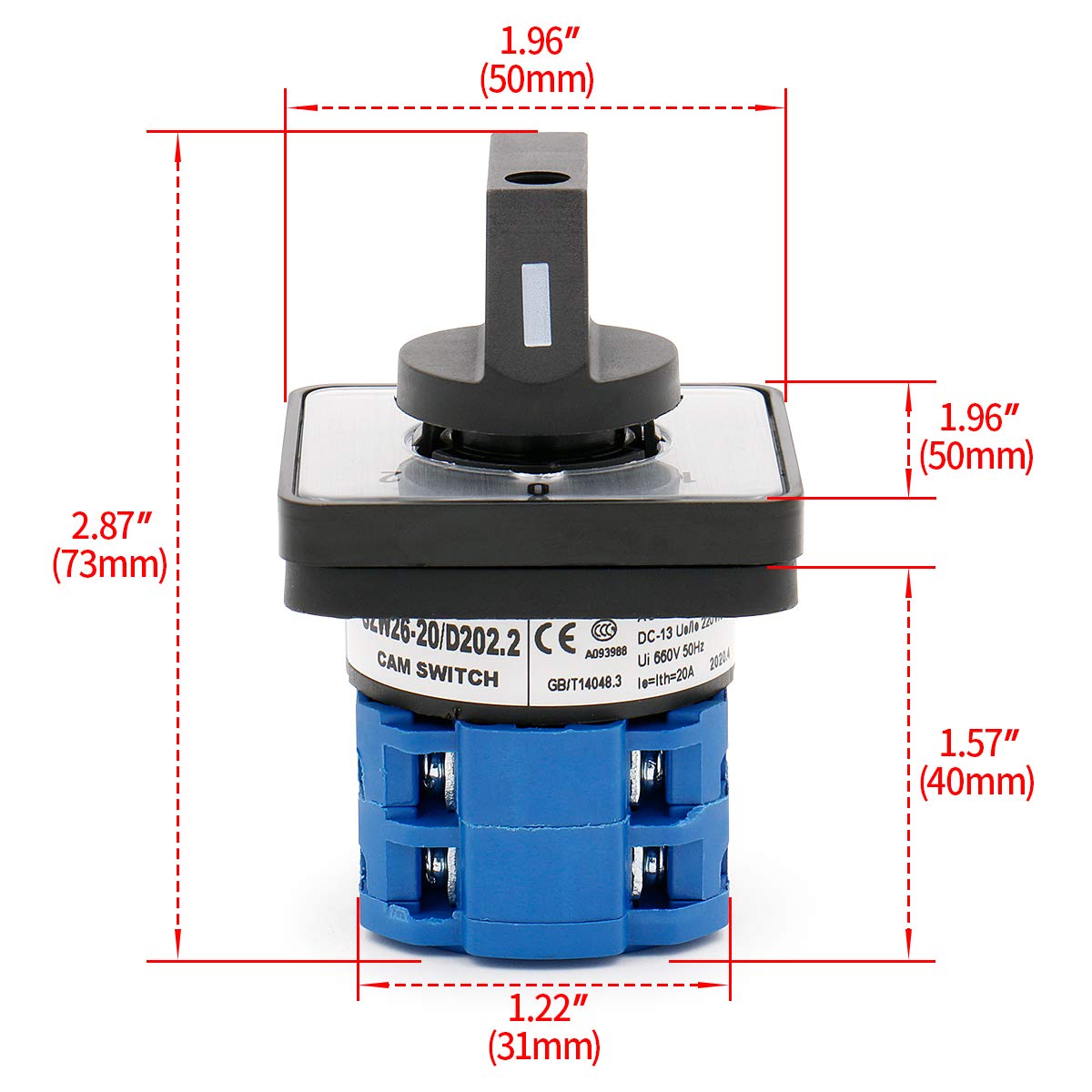 Buy Heschen Universal Rotary Cam Selector Changeover Switch SZW26-20 ...