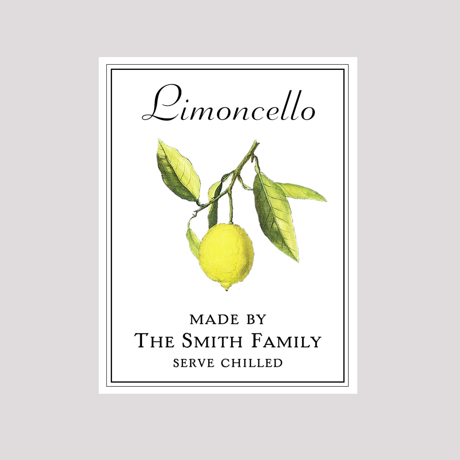 Amazon.com : PERSONALIZED LIMONCELLO LABELS, Euro Style w/Frame, 2.15 x ...