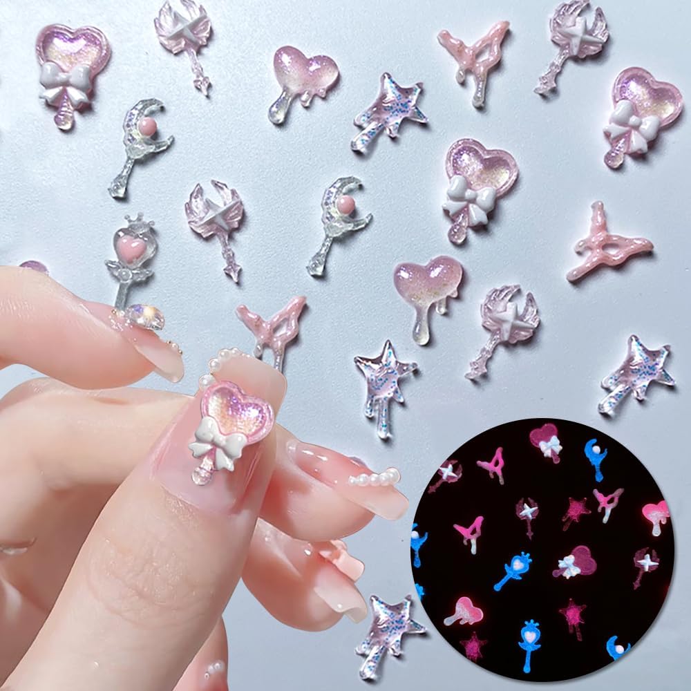 Amazon.com: 50pcs Random Luminous Resin Charms for Nails Glow in The ...