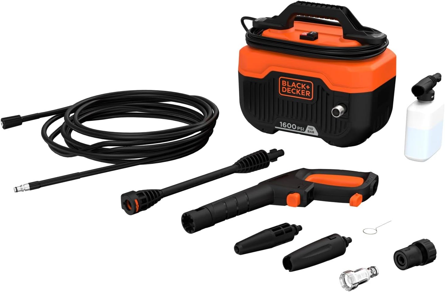 BLACK+DECKER 1300W 110 bar/1600 PSI Horizontal Pressure Washer ...