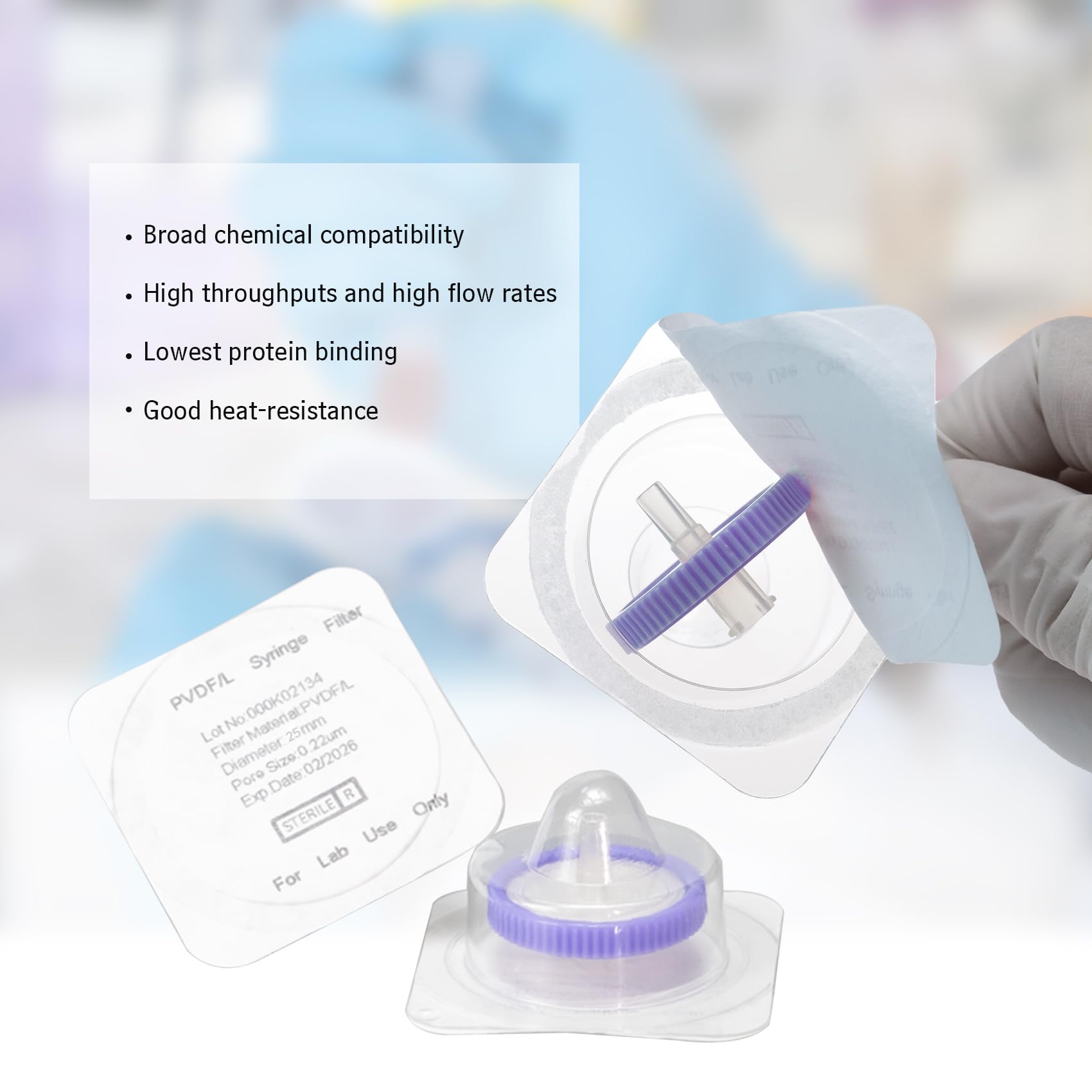Snapklik.com : Sterilized Syringe Filter PVDF 20 Pack, 0.22 Um Pore ...