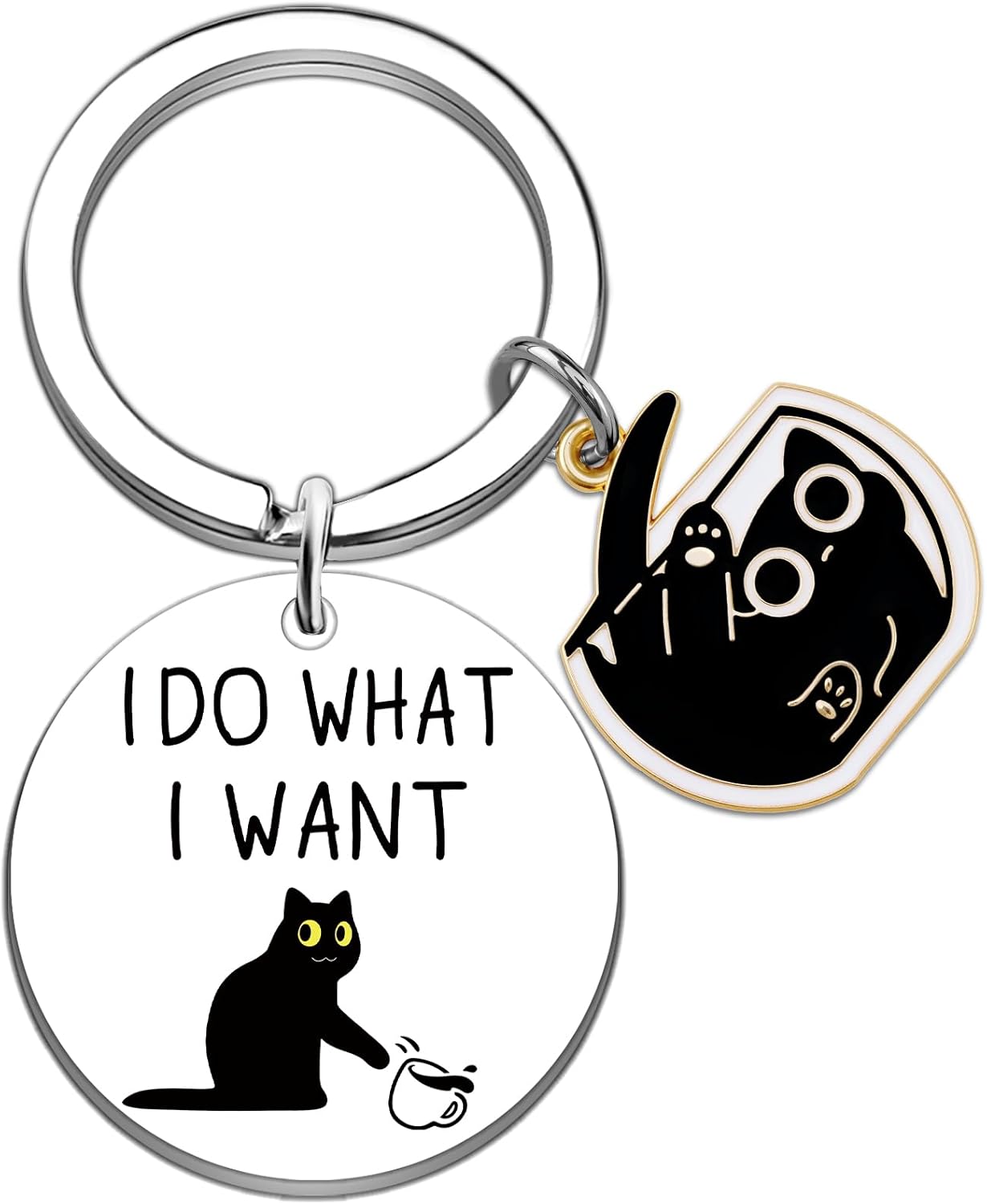 Cute Cats Keychain Funny Cats Lovers Gifts Black Cat Stuff for Women ...