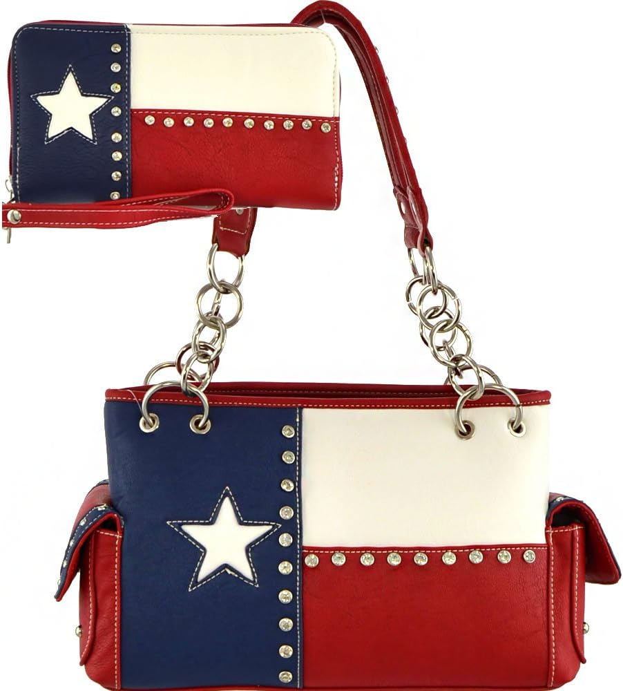 Amazon.com: (B22-2) Texas Flag Western Shouler Bag & Wallet Set-TAX893 ...