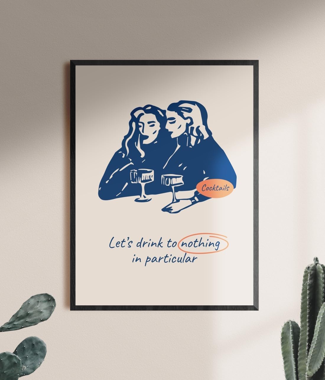 Amazon.com: MINI ZOZI Bar Cart Blue Canvas Wall Art Decor 12x16 ...