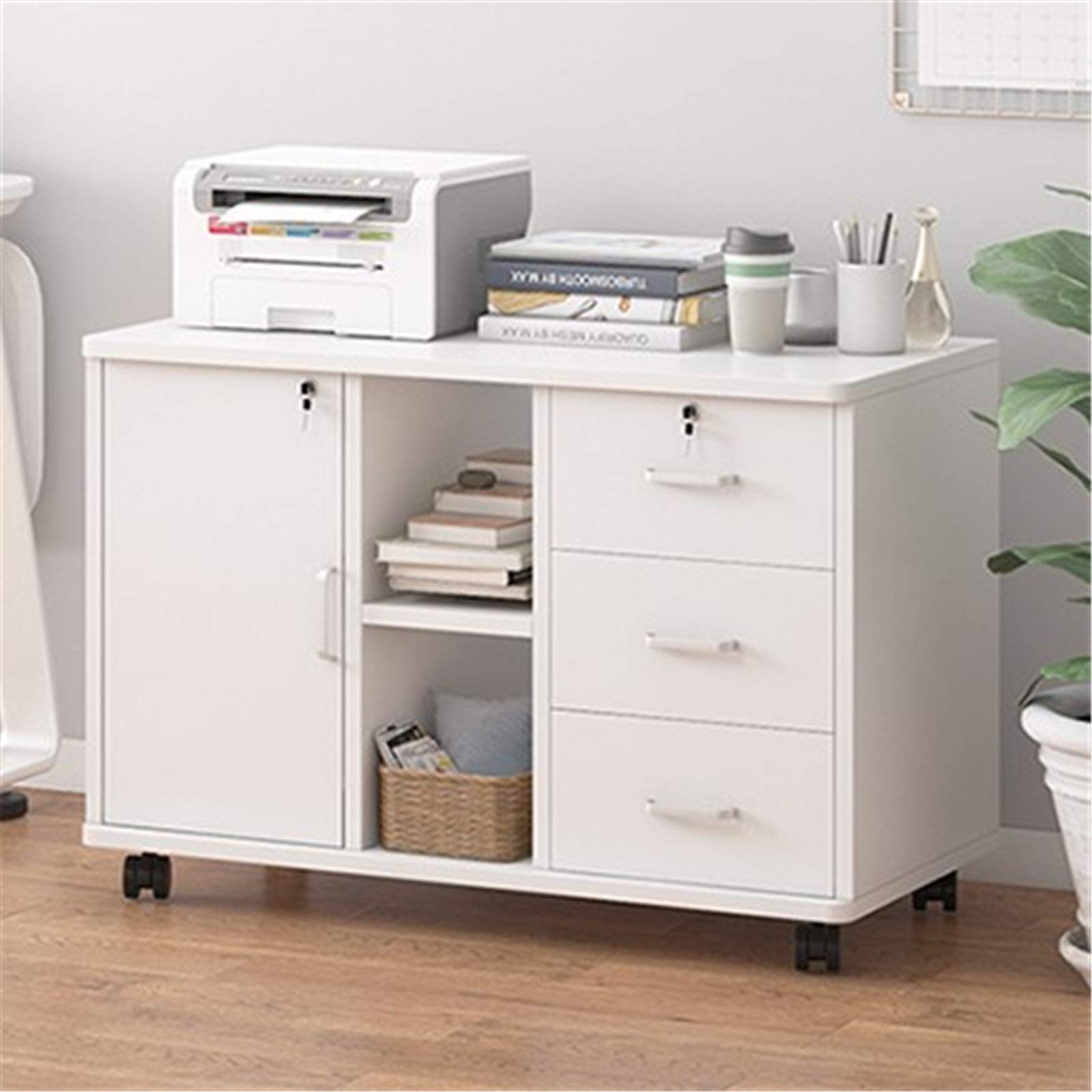 Buy ZDAMN File Cabinet Office Wooden Filing Cabinet With Lock Small ...