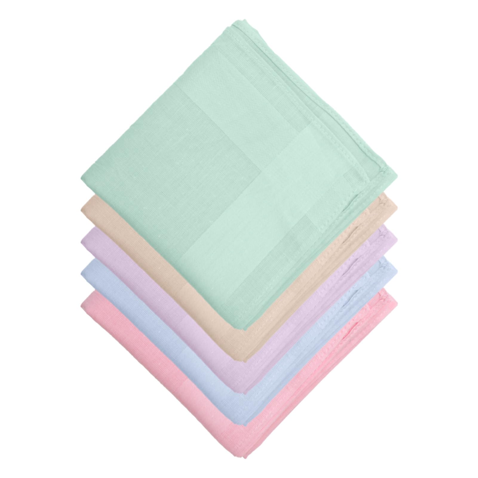 5Packs Ladies Handkerchief 100% Soft Cotton Handkerchiefs Solid Candy ...