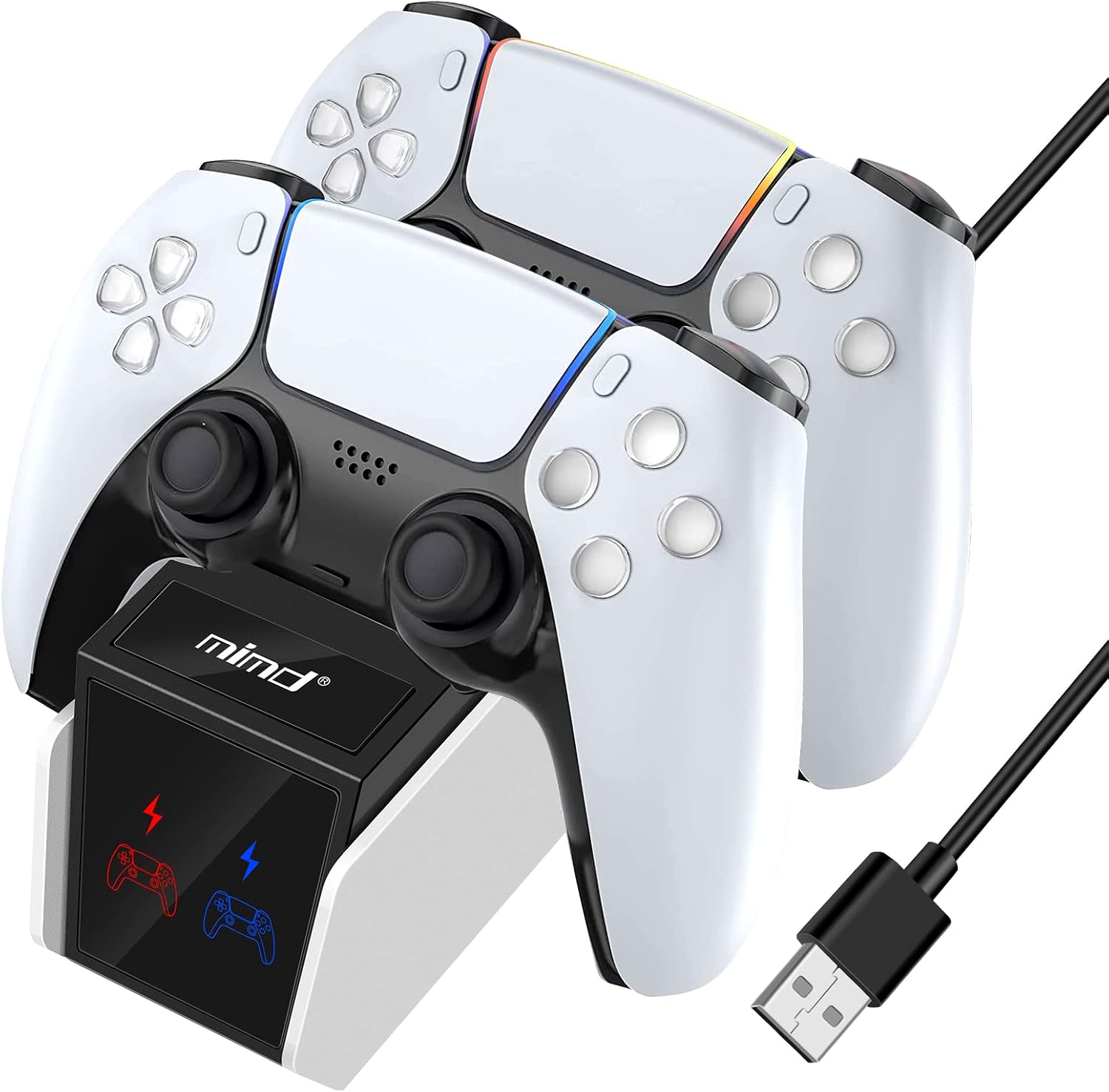 ARyee PS5 Controller Charger, LED Indicator Fast Charging Station for ...
