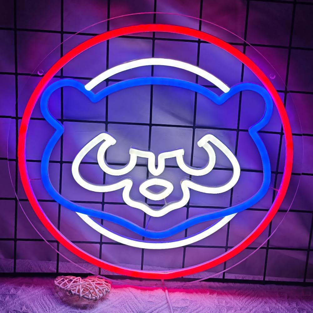 Baseball Neon Sign for Wall Decor Baseball Led Neon Light Sign Cubs Led ...