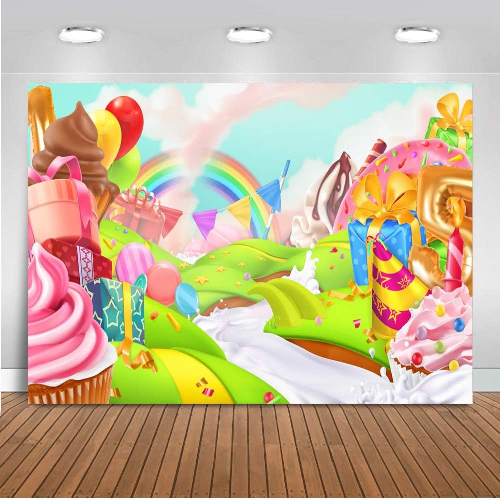 Amazon.com : CHAIYA 7x5ft Sweet Candyland Backdrop Donut Lollipop ...