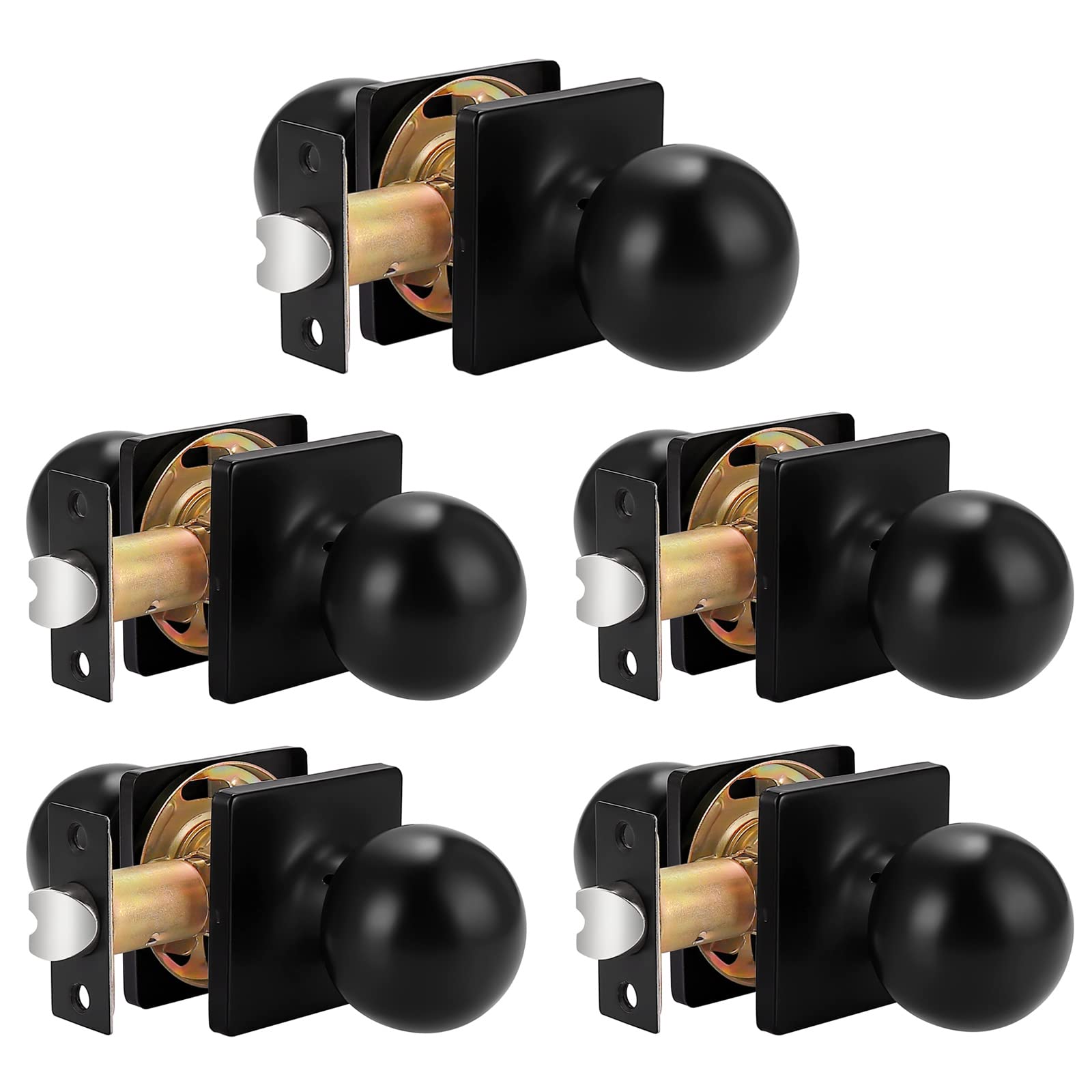 Probrico Round Black Passage Door Knobs Interior Door Handles for ...
