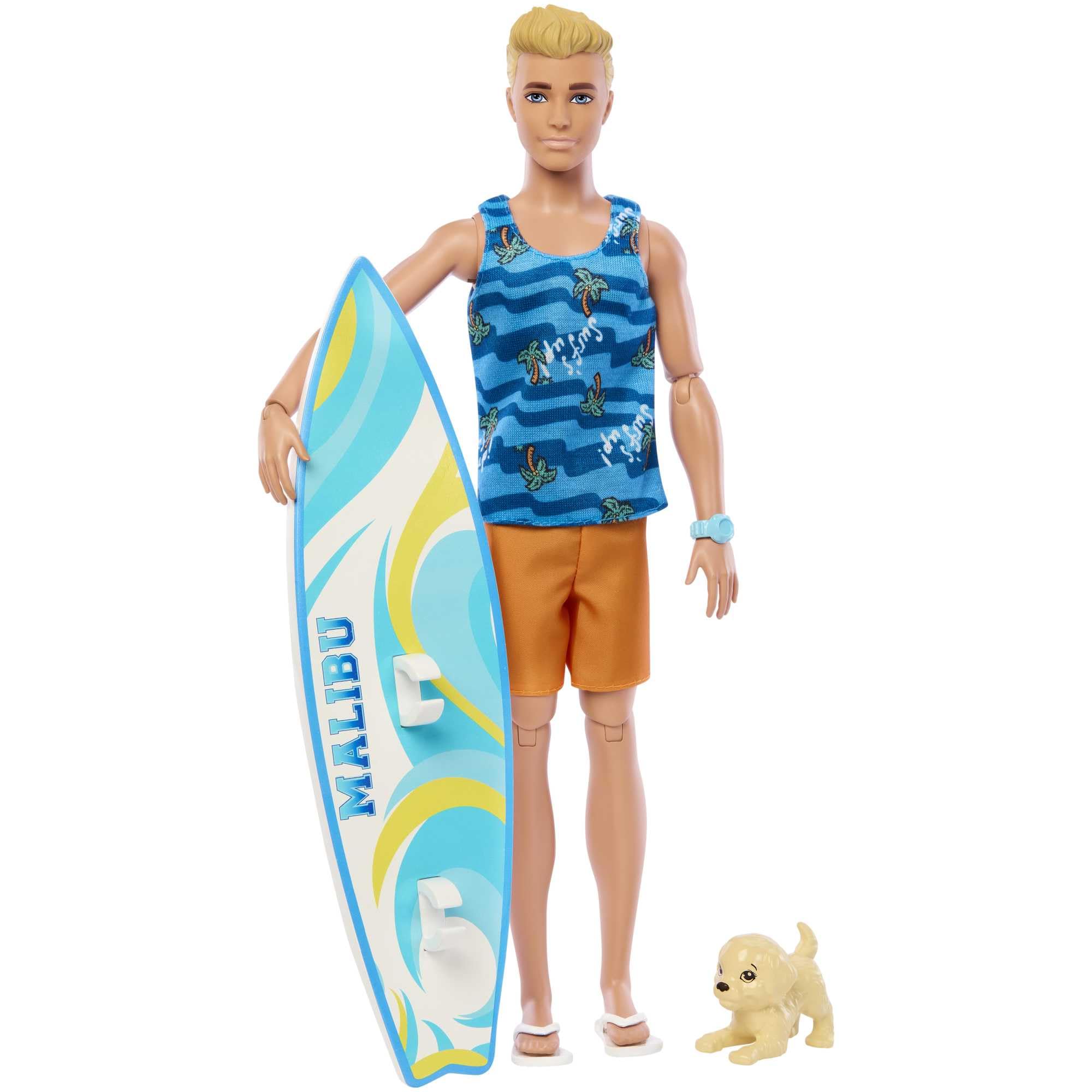 Barbie Coffret Surf Ken Poupée Ken Blonde Articulée, Planche De Surf ...