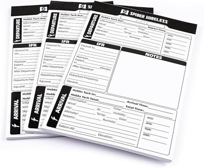 Amazon.com: R SPIDER WIRELESS Pilot Kneeboard Notepad, IFR Flight ...