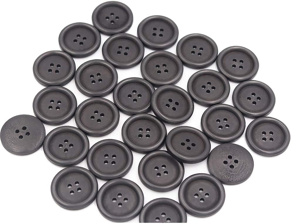 Amazon.com: 40 Pack Large Big Black Wooden Buttons 30mm 4 Hole Wood Button