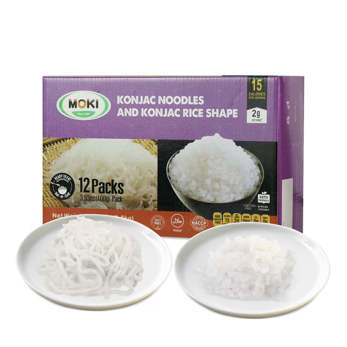 Amazon.com : MOKI Konjac Noodles Rices, 12 Pack Low Carb Miracle Rice ...