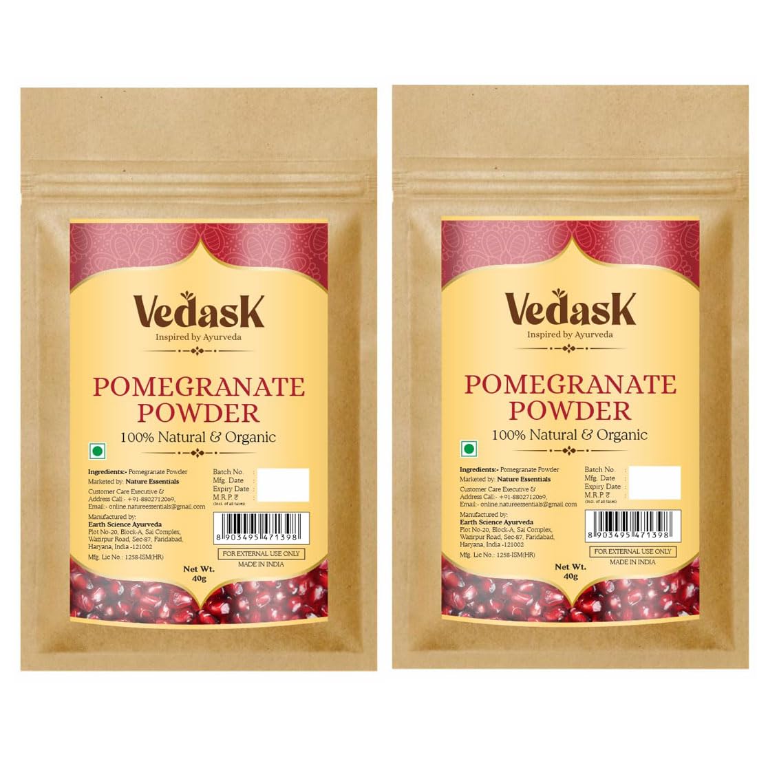Vedask 100% Natural & Organic Pomegranate Powder for Face Powder ...
