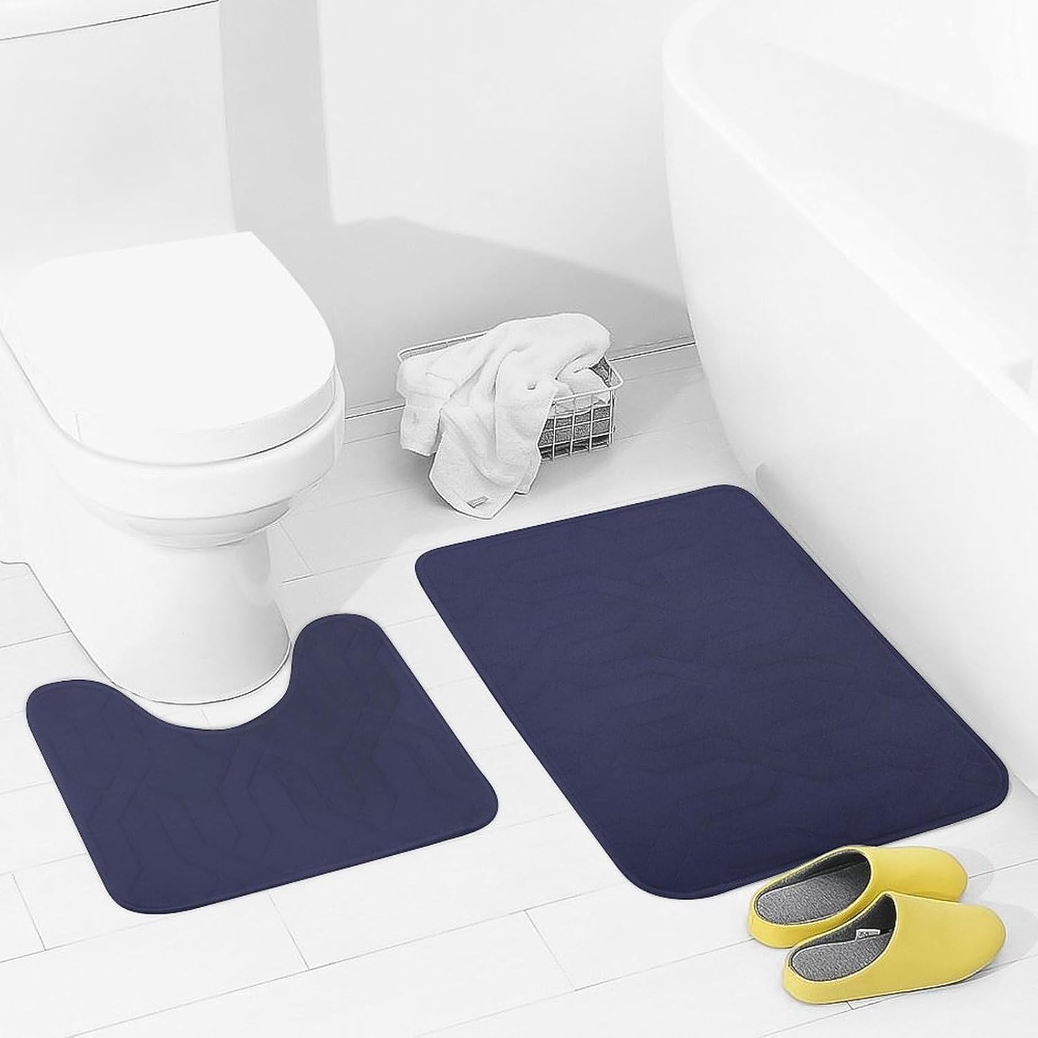 Amazon.com: santanu Luxury Flannel Memory Foam 2 Piece Bathroom Rugs ...