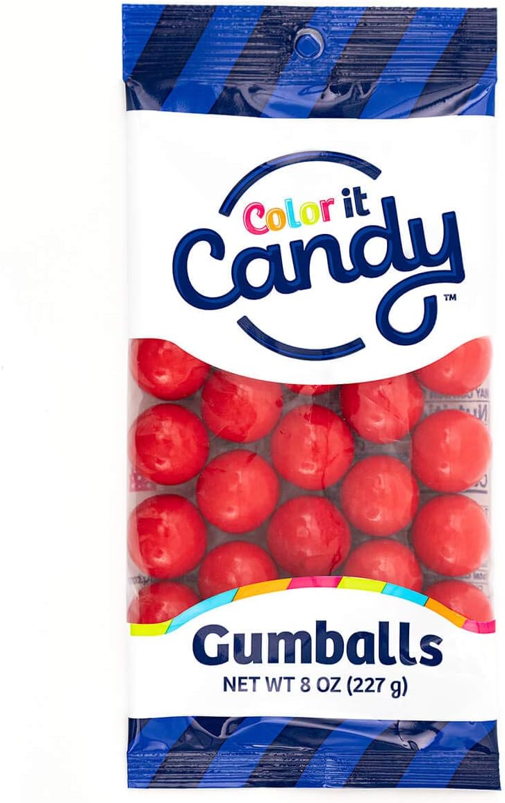 Amazon.com : Color It Candy Red 1 inch Gumballs 8 Ounce Peg Bag ...