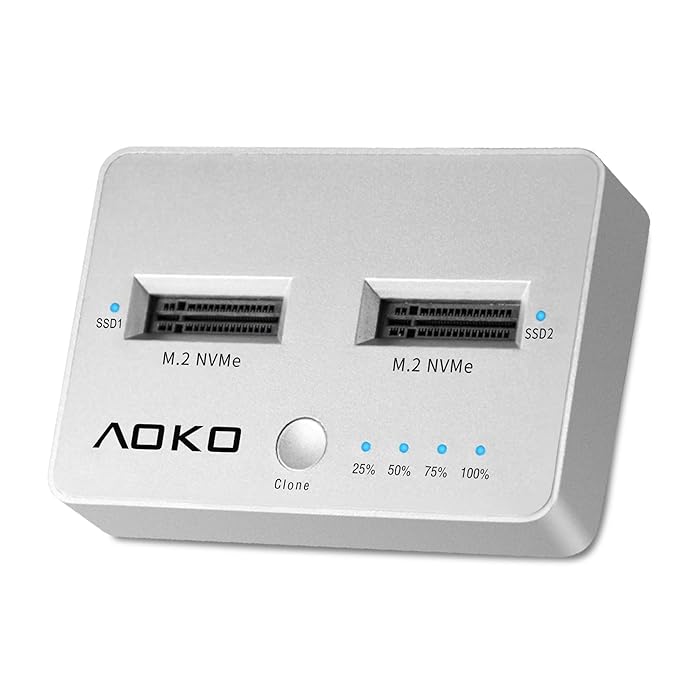 Buy AOKO NVMe Dual-Bay Docking Station Clone Duplicator , USB C 3.2 ...