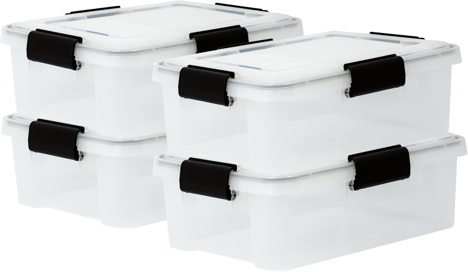Iris Ohyama Airtight Plastic Storage Boxes with Lids, 10L, Set of 4 ...