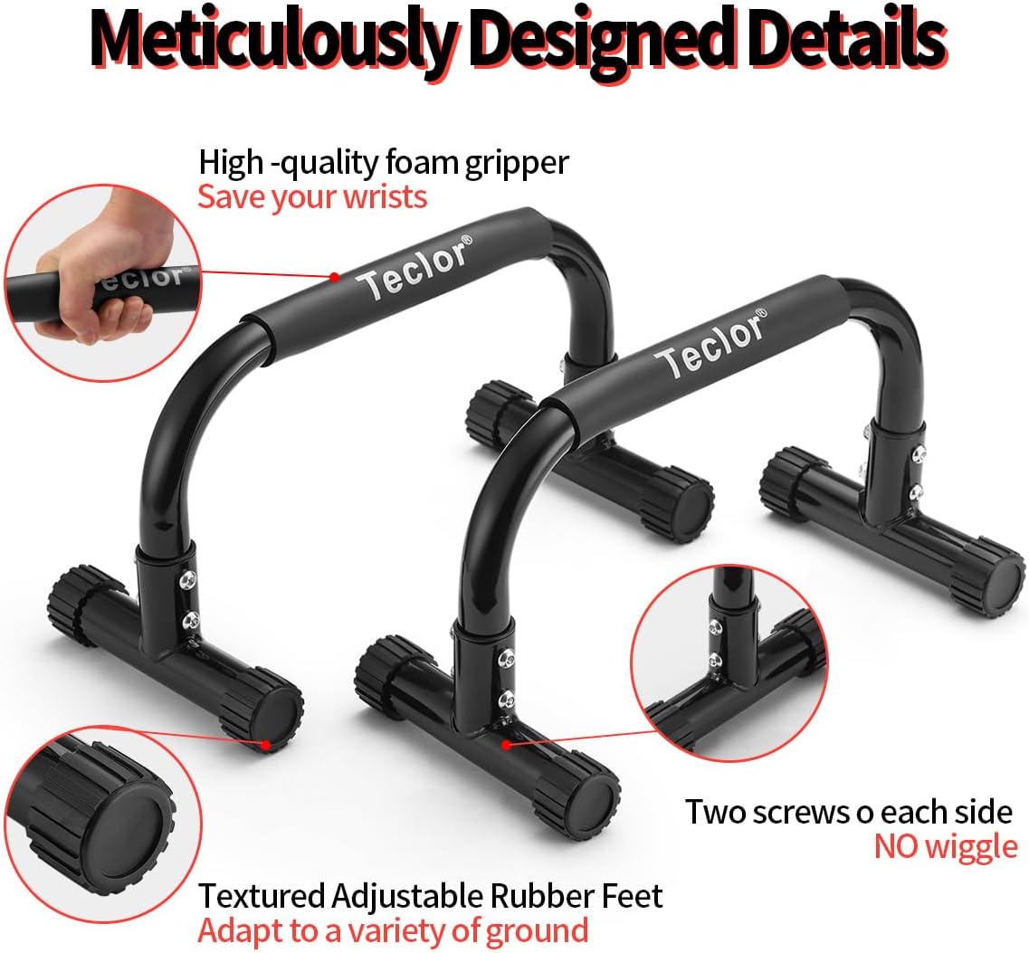 Teclor Push Up Bar, Parallettes Bars For L-sit & Dip, Heavy-Duty No ...