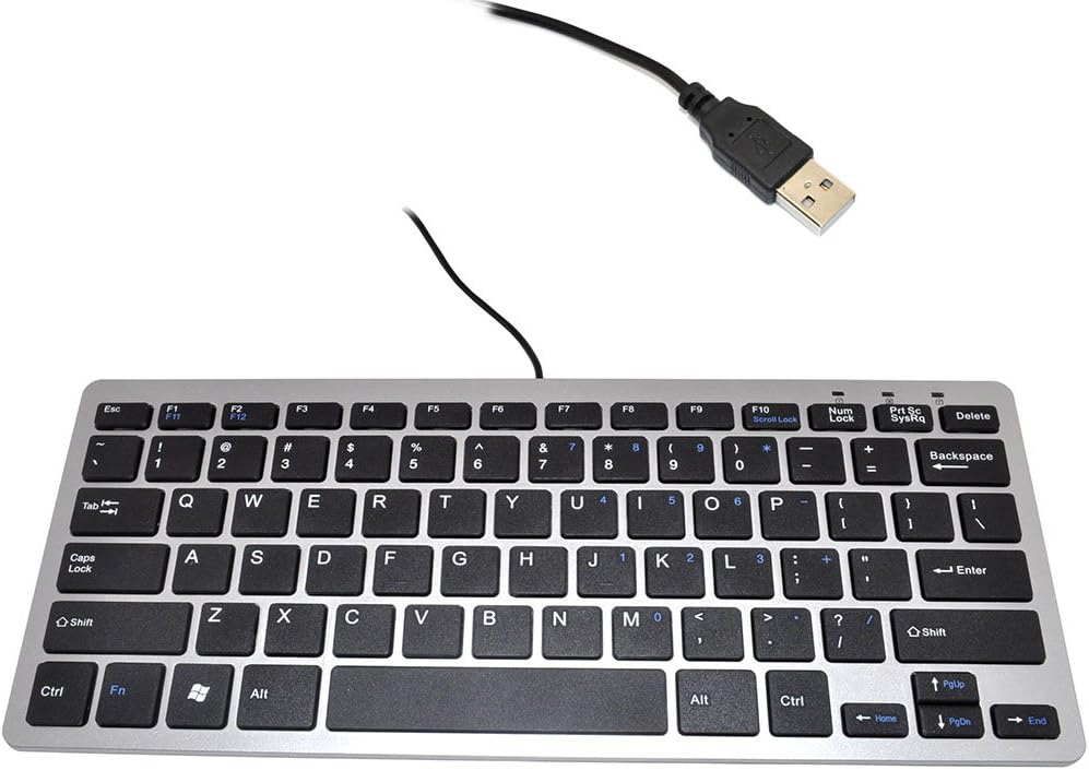 iKKEGOL Mini USB Slim Wired 78 Key Small Super Thin Compact Keyboard ...