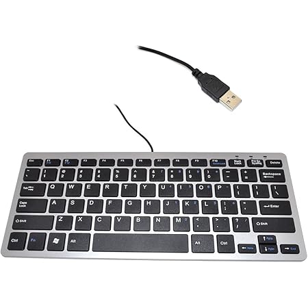 TRIXES Keyboard Mini Wired USB Key Board Slim Silver & White - Plug and ...
