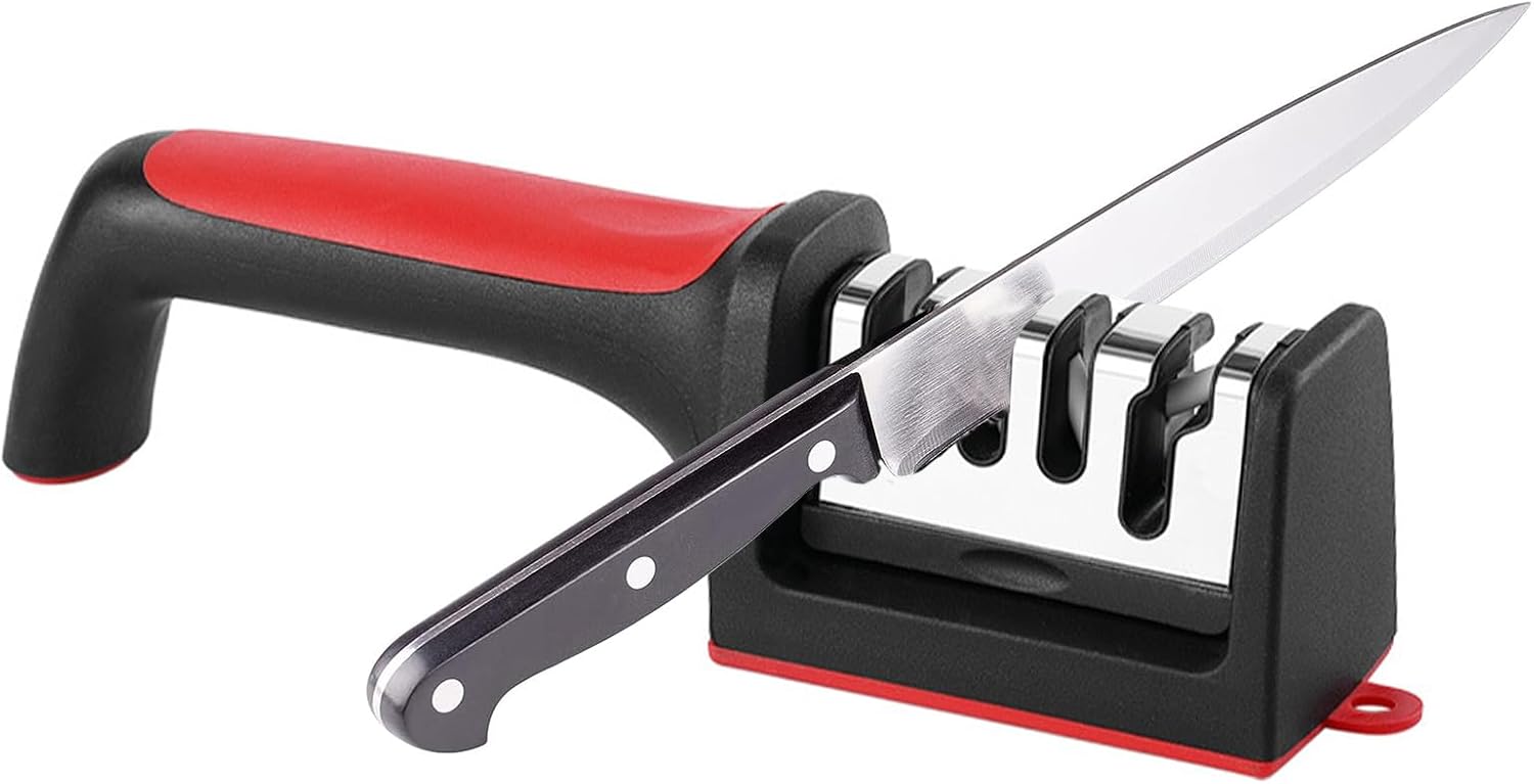 MsTeco Aiguiseur Couteaux, 4 en 1 Affuteur Couteau Aiguiseur Ciseaux Eguiseur de Couteau ...