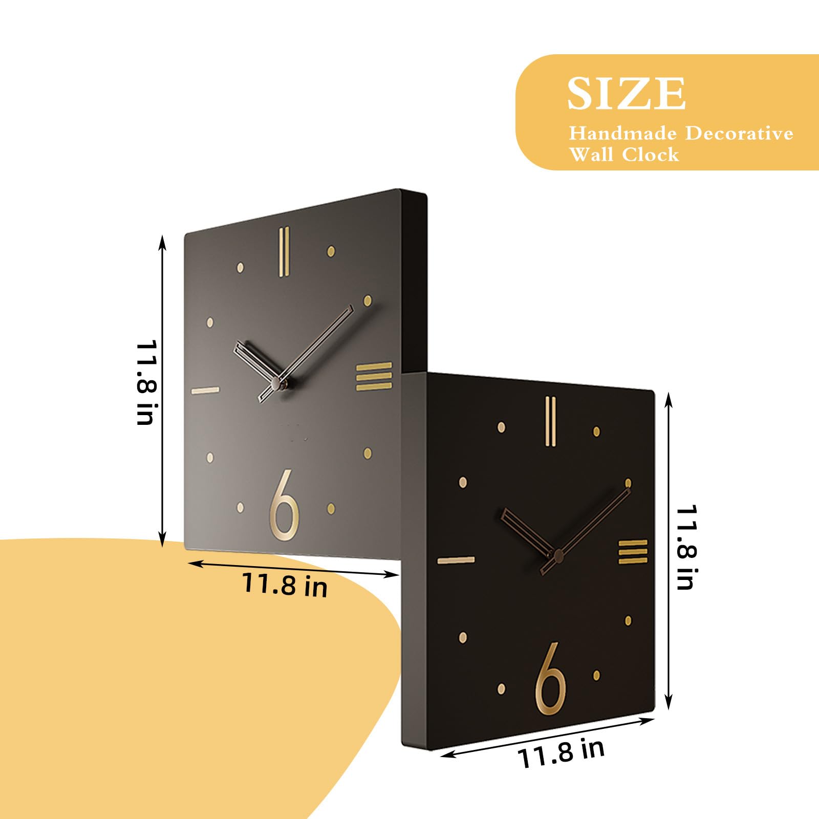 Corner Wall Clocks Decorative Double Sided Clock-Square Creative ...