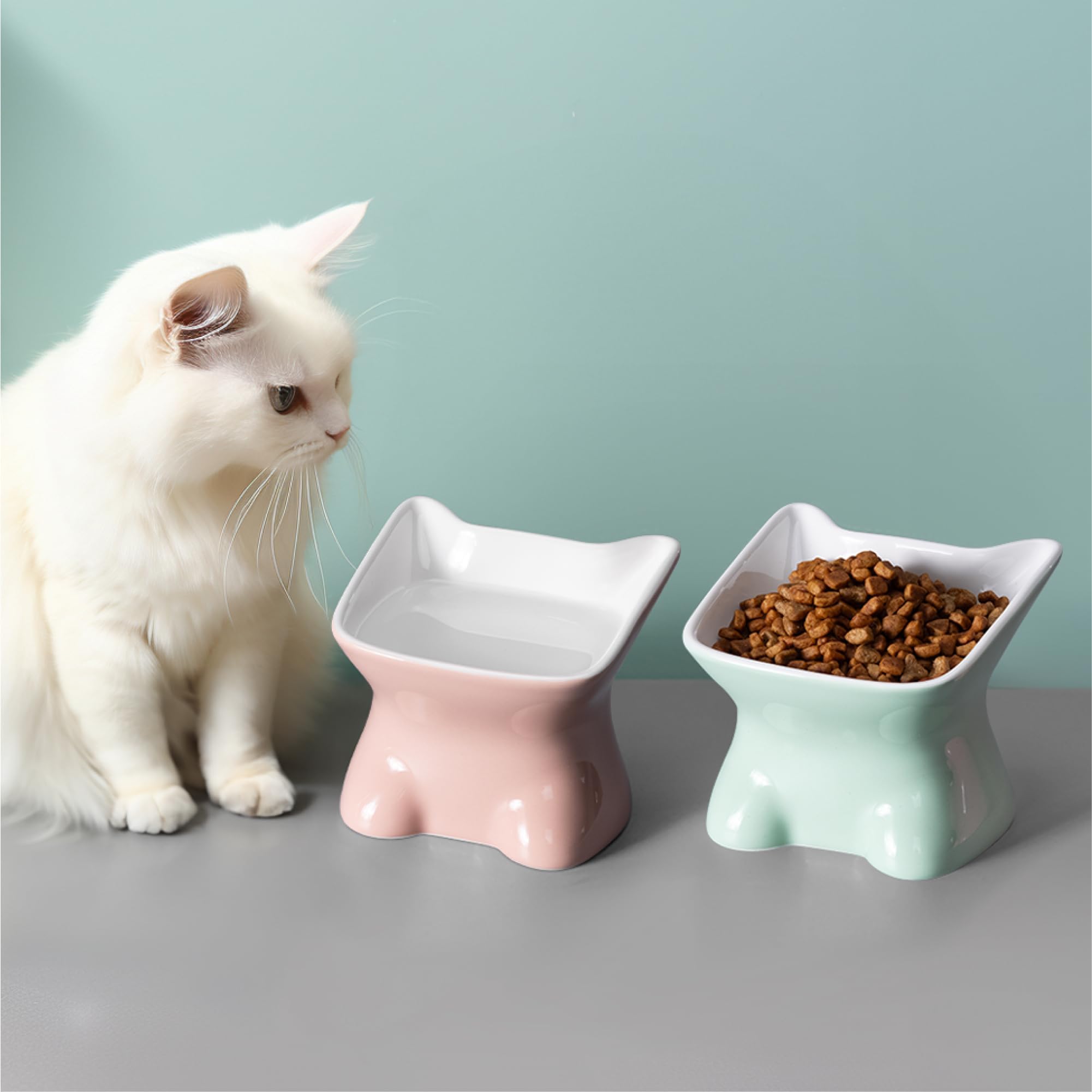 Navaris Futternapf Katze 2er Set - 2X erhöhter Keramik Napf - Fressnapf ...