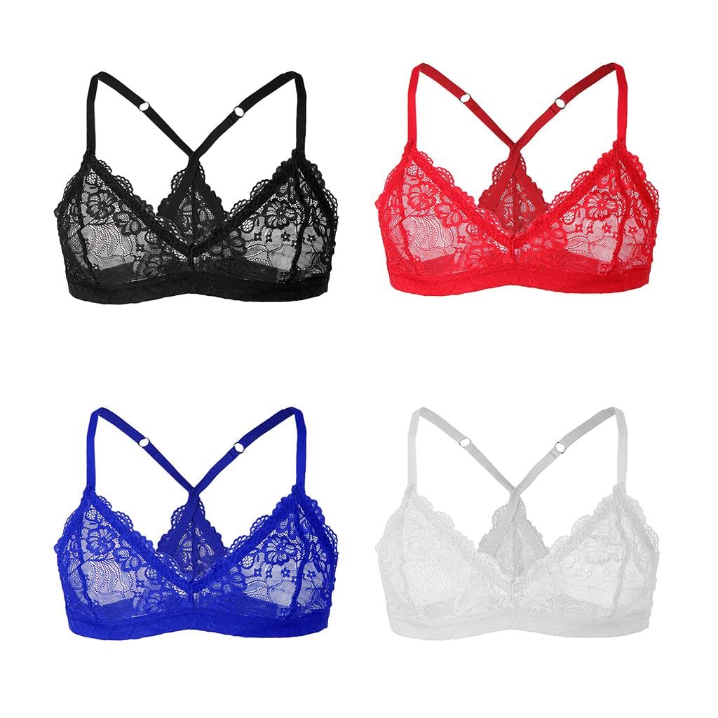 MERISHOPP® Men's Sissy Lace Bra Bralette Wire-Free Bra Crossdress Gay ...